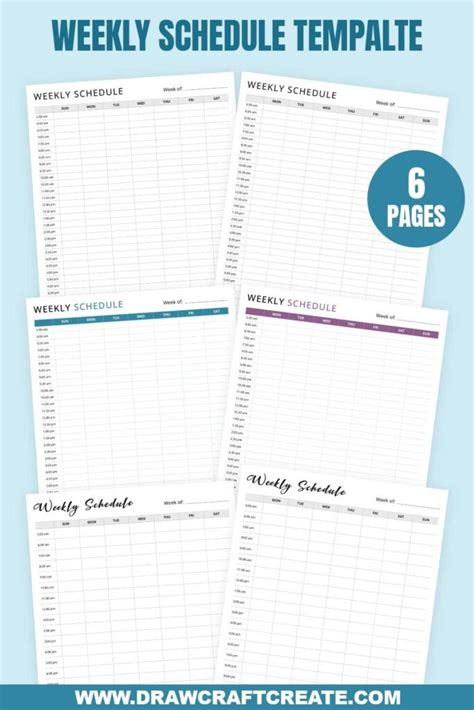 Free Weekly Schedule Template Printables Draw Craft Create