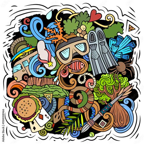 Australia Cartoon Vector Doodle Illutraditional Symbols Australian Objects And Symbols Stock