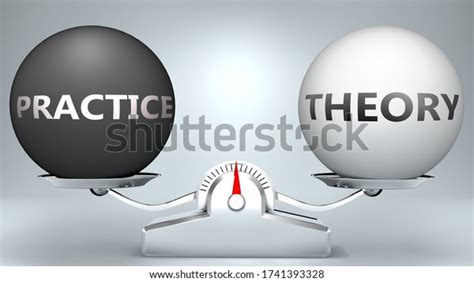 Practice Theory Balance Pictured Scale Words Stock Illustration