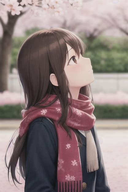 Premium Ai Image Anime Girl Looking Up At The Sky