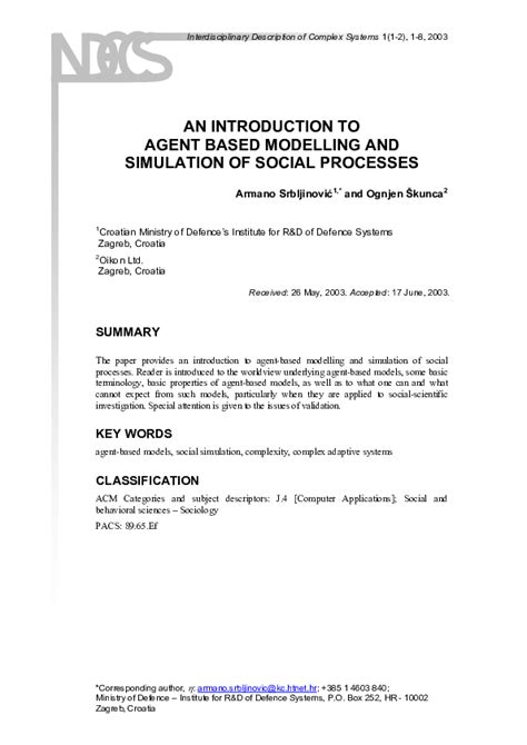 pdf agent based modelling and simulation of social processes ognjen
