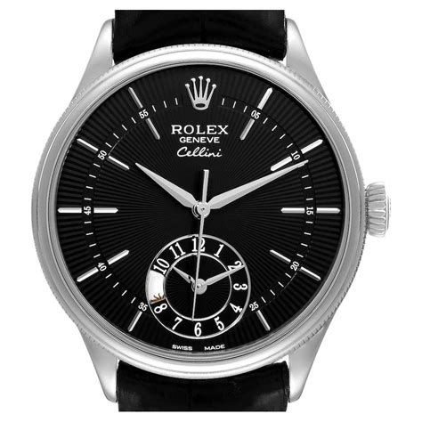 Rolex Cellini Dual Time White Gold Automatic Mens Watch 50529 For Sale