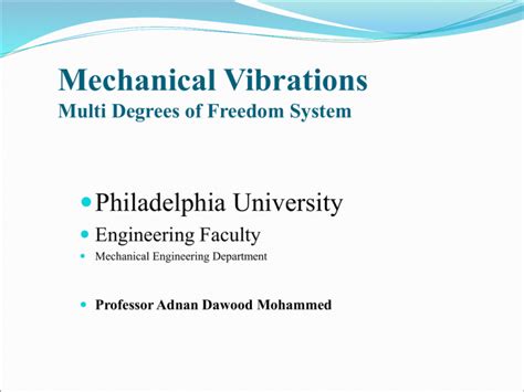 Multi Degrees Of Freedom System