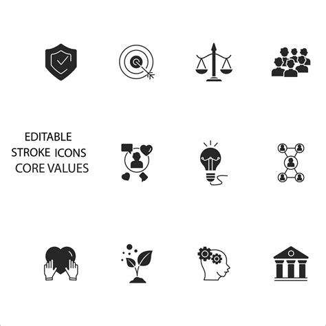 Core Values Icons Set Core Values Pack Symbol Vector Elements For Infographic Web 9843289