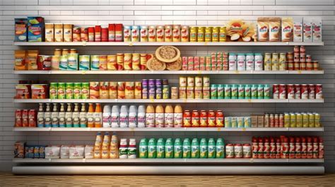 Shelves 3d Rendered Product Displays On Supermarket Backgrounds 