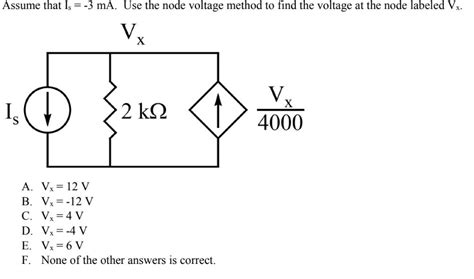 Solved Assume That Is MA Use The Node Voltage Method To Chegg