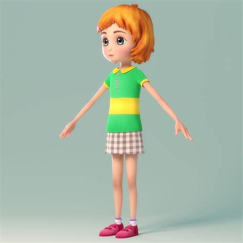 Cartoon Girl Rigged Free 3d Model Rigged Cgtrader