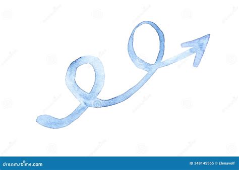 Blue Watercolor Swirl Arrow With Loop Design On White Background For