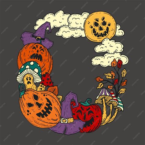 손으로 그린 할로윈 프레임 템플릿 무료 벡터