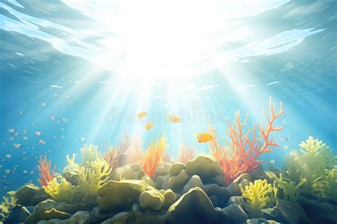 Underwater Shot Of Sun Rays Penetrating Ocean Surface Stock Image Image Of Surface Light
