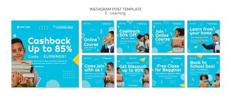 Free Psd E Learning And Online Classes Instagram Posts Collection