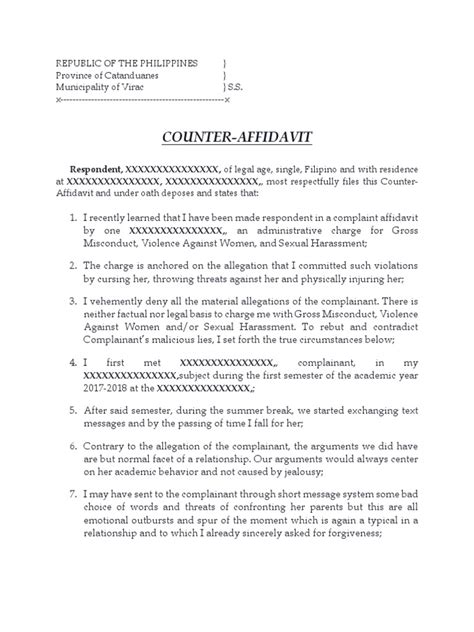 Counter Affidavit Gross Misconduct Pdf Sexual Harassment Ethical