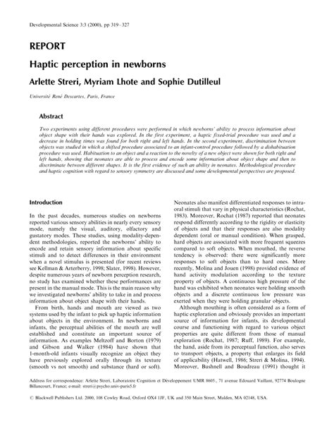 Pdf Haptic Perception In Newborns