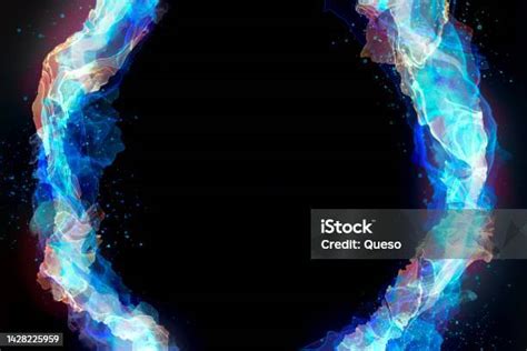 에너지와 가까운 미래 개념의 그라디언트 알코올 잉크 아트 배너 검은 배경에 다채로운 형광 라인의 원 텍스트를위한 공간 원형에 대한 스톡 벡터 아트 및 기타 이미지 Istock
