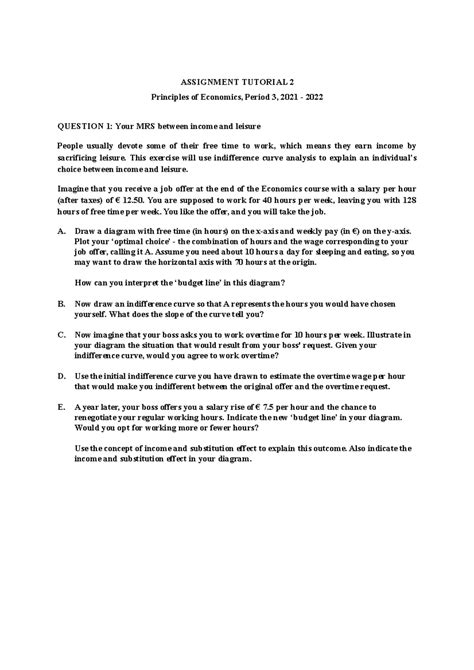 Assignment Tutorial 2 Answers Principles Of Economics 2021 2022