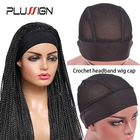Plussign 큰 구멍 머리띠 가발 모자 크로셰 브레이드 가발 캡 가발 만들기 환풍 크로셰 가발 캡 가발 그립 머리띠