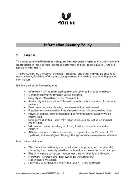 Information Security Policy Template Pdf Information Security Information