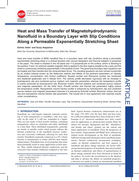 Pdf Heat And Mass Transfer Of Magnetohydrodynamic Nanofluid In A