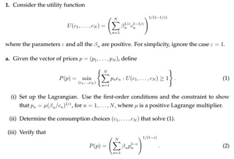 Solved 1 Consider The Utility Function