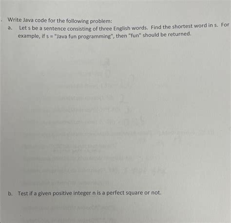 Solved Write Java Code For The Following Problem A Let S