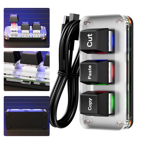 RGB Mini Cut Copy Paste Keyboard Key Ctrl X C V Shortcut One Handed Keyboard USB Type C For A