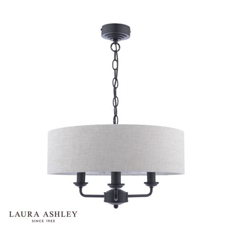 Laura Ashley Sorrento 3 Light Shadelier Matt Black And Natural With Sh