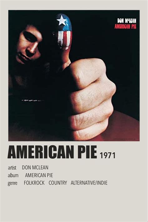 Minimalistic Song Poster American Pie Don Mclean Don Mclean American