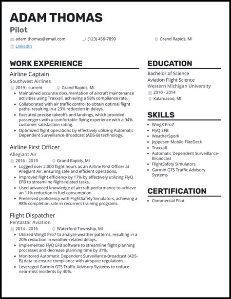 5 Pilot Resume Examples Ready For Takeoff In 2024