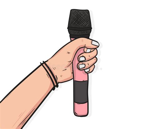 Hand Holding A Pink Microphone Stock Illustration Illustration Of Hand Pink 319361365