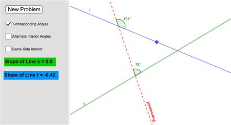 Converse Theorems For Parallel Lines GeoGebra
