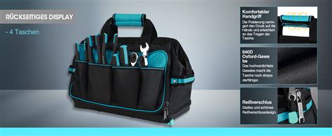 Duratech Werkzeugtasche Elektriker Wasserdicht 43cm Profi Werkzeugtasche Mit Breiter Öffnung
