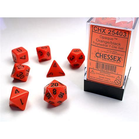 Chessex Orange Wblack Opaque Polyhedral 7 Die S Geek Culture