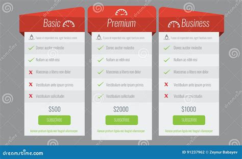 3 Columns Of Price List Table Desing Template Comparative Table
