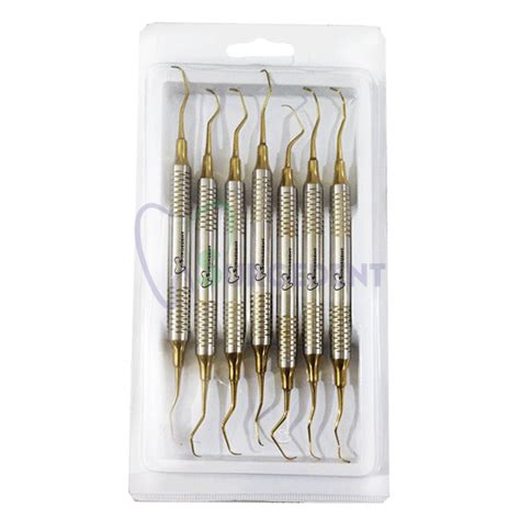 Dental Gracey Curettes Titanium Gold Hollow Handle Set Of 7 Dental