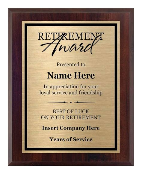 Corporate Retirement Plaques Wording Ideas