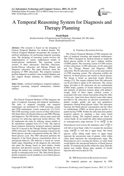 a temporal reasoning system for diagnosis and therapy planning ijitcs