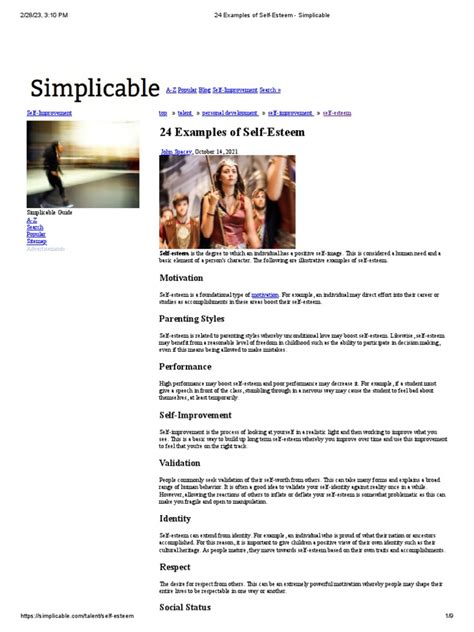 24 Examples Of Self Esteem Simplicable Pdf Self Esteem Leadership
