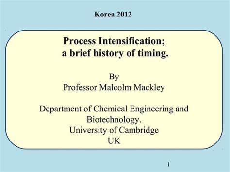Process Intensification Korea 2012 Ppt Chemistry Science