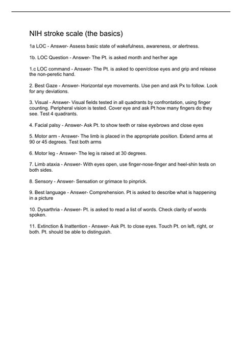 Nih Stroke Scale The Basics Nih Stroke Scale Stuvia Uk