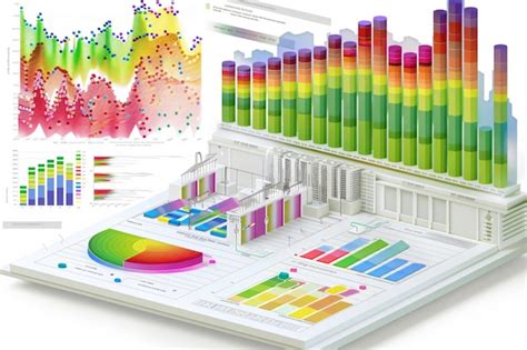 Data Analysis Showing Charts And Graphs With An Isometric Building