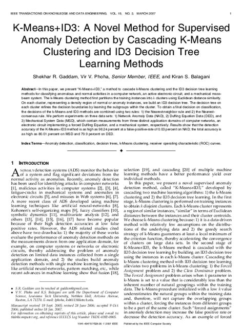 Pdf K Meansid3 A Novel Method For Supervised Anomaly Detection By