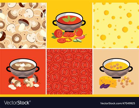 Soup Seamless Set Royalty Free Vector Image Vectorstock