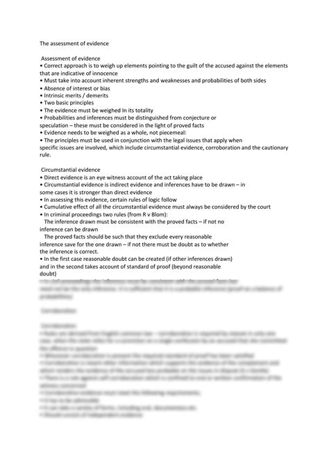 Solution The Assessment Of Evidence Studypool