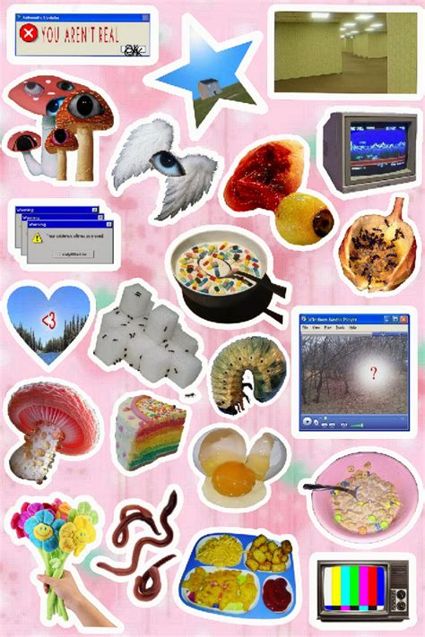 Dreamcore Weirdcore Stickers𐙚⋆°｡⋆♡₊˚⊹ Стикер арт Канцтовары Цветные поделки