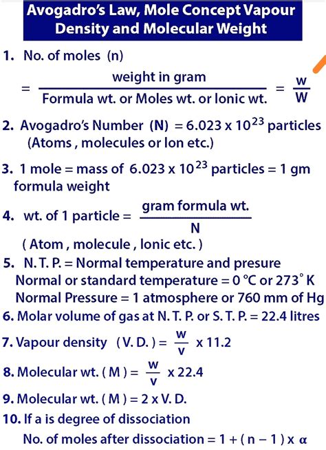 Chemistry Mole Concept All Formulas For Engineering And Jeeneet 2021