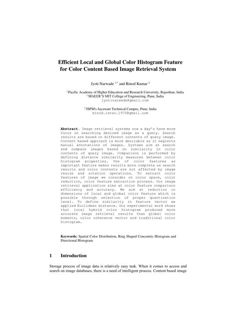 Pdf Local And Global Color Histogram Feature For Color Content Based Image Retrieval System