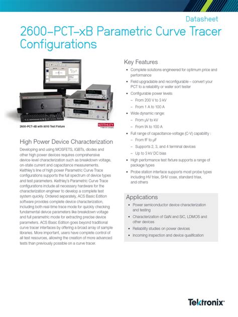 1kw 73925 1 2600 Pct Xb Parametric Curve Tracer Datasheet 062822 Pdf Bipolar Junction