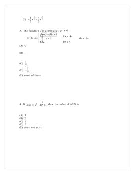 AP Calculus Midterm 2006 By Vanessa Moon TPT