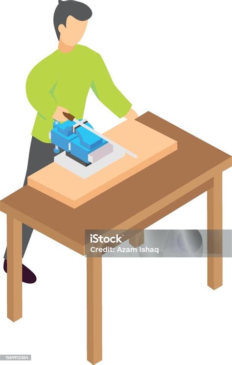 금속 세공 바이스 아이소메트릭 개념 바이스 벤치 벡터 아이콘 디자인 작업 직업 기호 취미 및 예술 작품 사인 제작 크리에이티브 피플 스톡 일러스트레이션 벤치에 대한 스톡