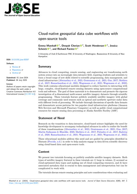 Pdf Cloud Native Geospatial Data Cube Workflows With Open Source Tools